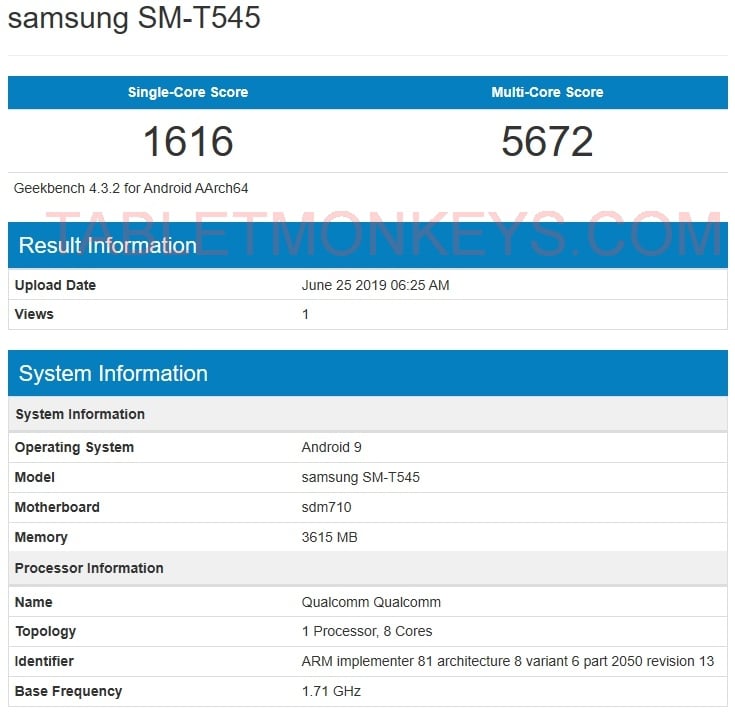 New Samsung SM-T545 Tablet Model Benchmarked